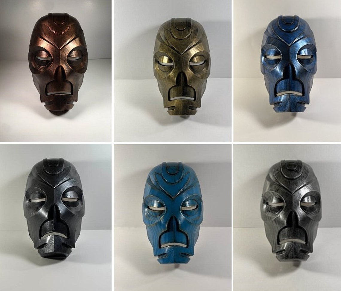 Dragon Priest Mask Morokei Metallic Blue, Gunmetal Version Skyrim Elder ...