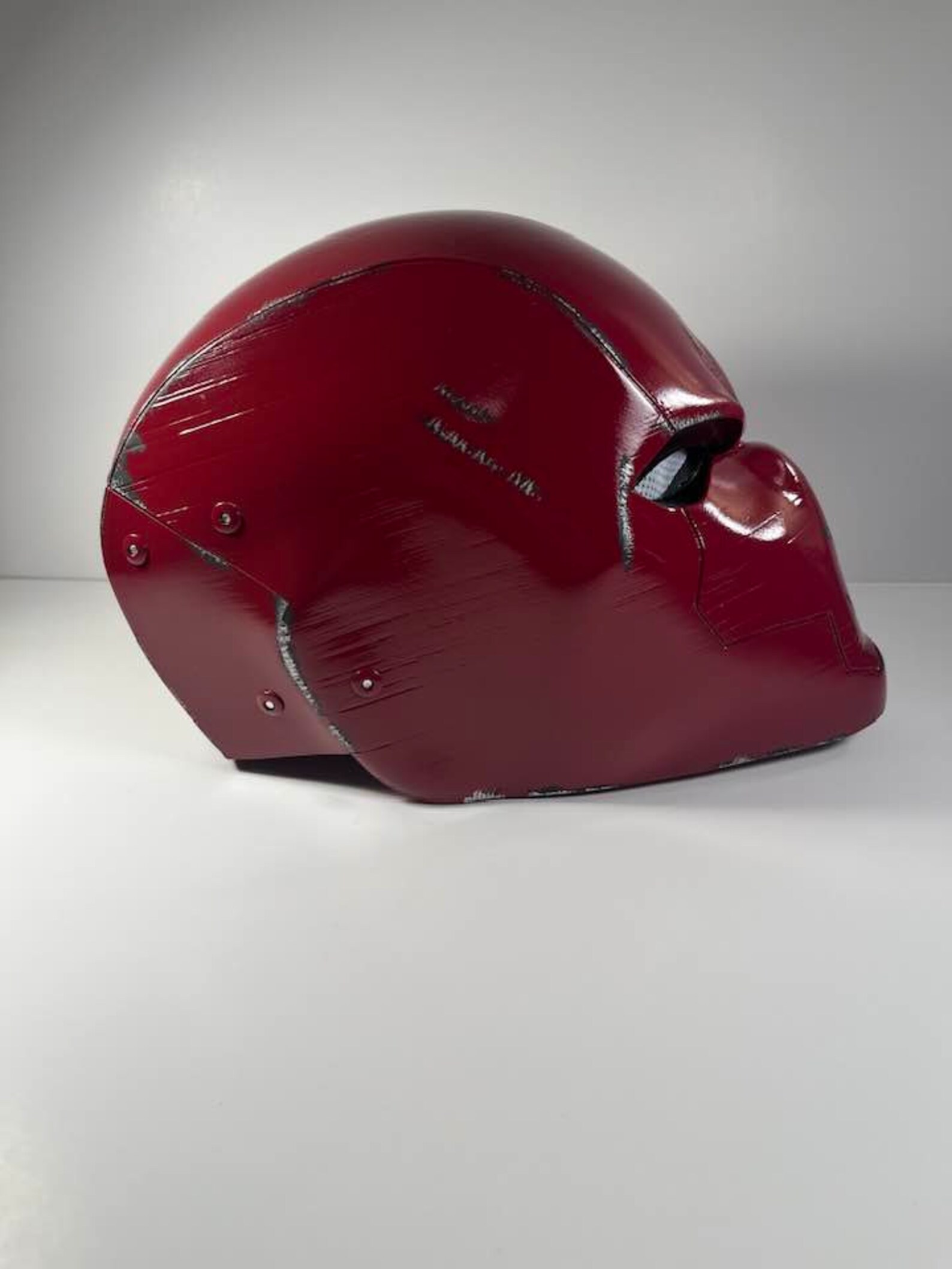 Red Hood Helmet Rebirth Version With Damage Cosplay Burgundy Costume ...