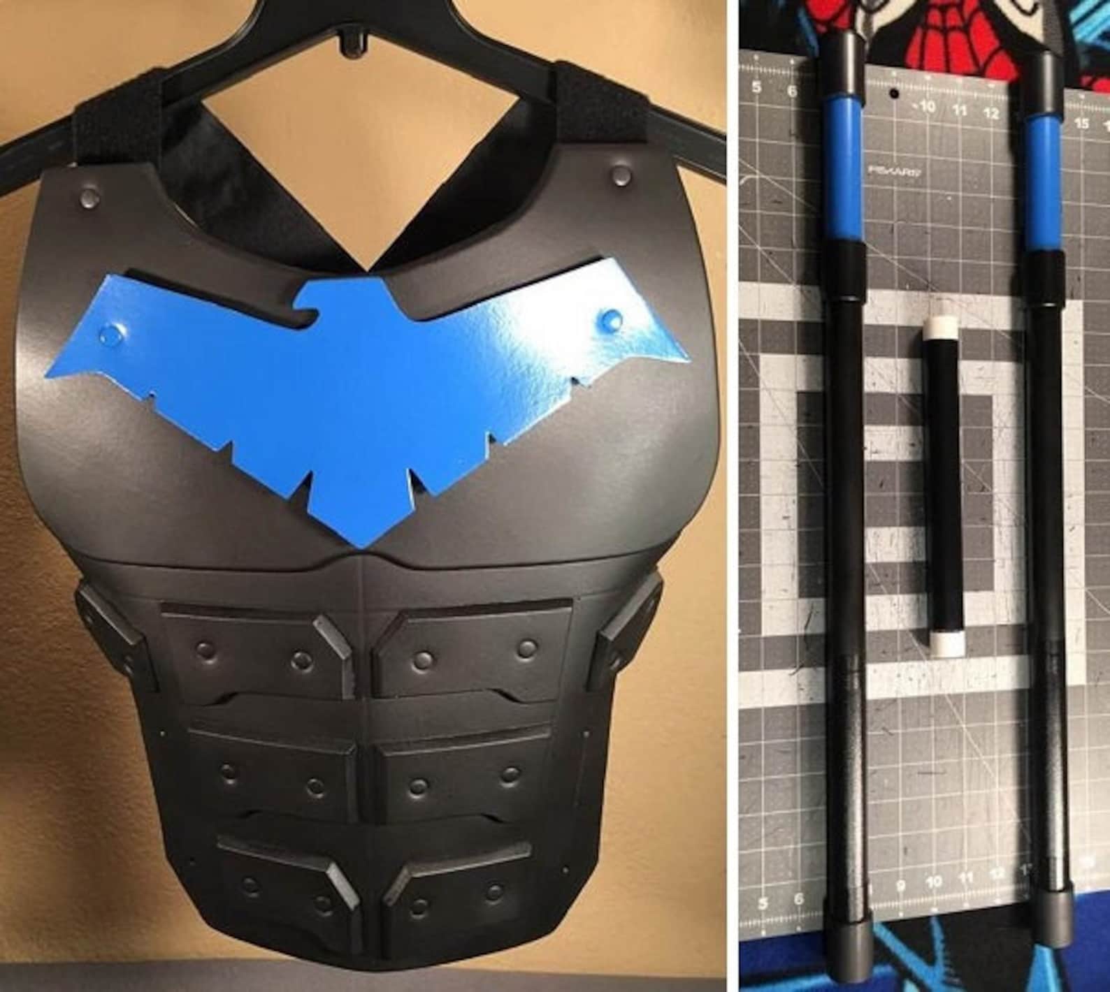 Nightwing COMBO SET Cosplay Chest Body Armor and Escrima Sticks/ Bo ...