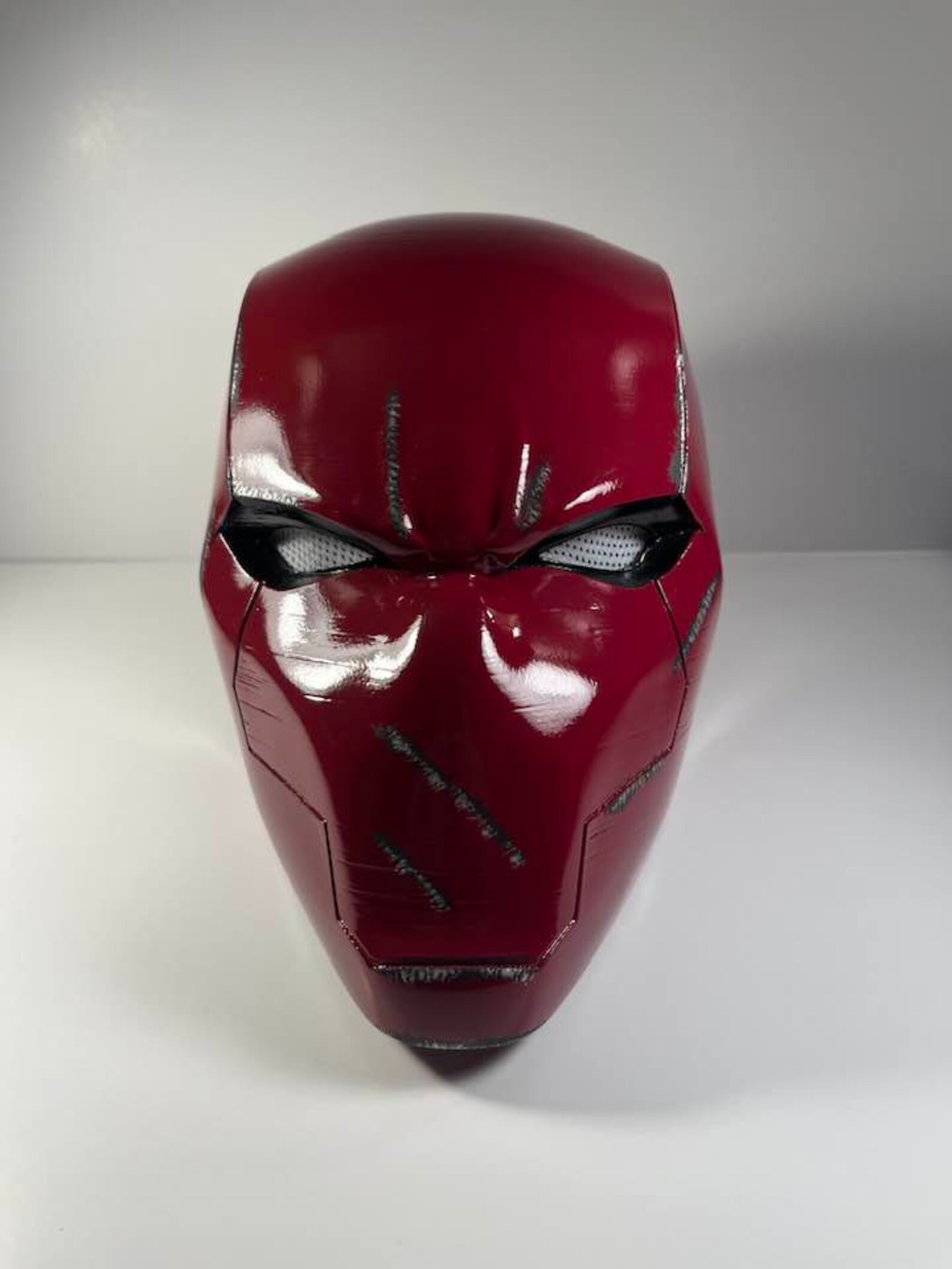 Red Hood Helmet Rebirth Version With Damage Cosplay Burgundy Costume ...