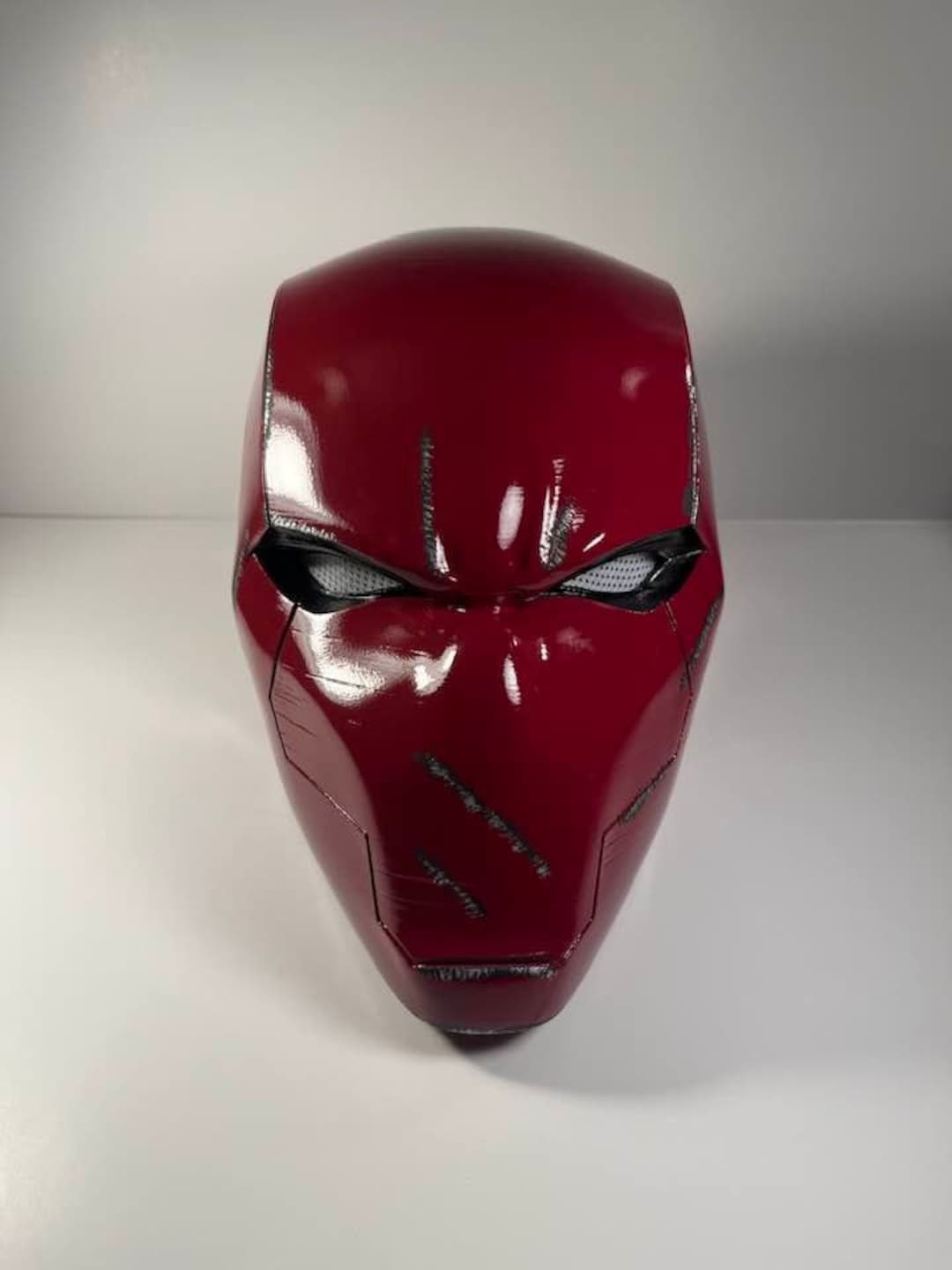 Red Hood Helmet Rebirth Version With Damage Cosplay Burgundy Costume ...