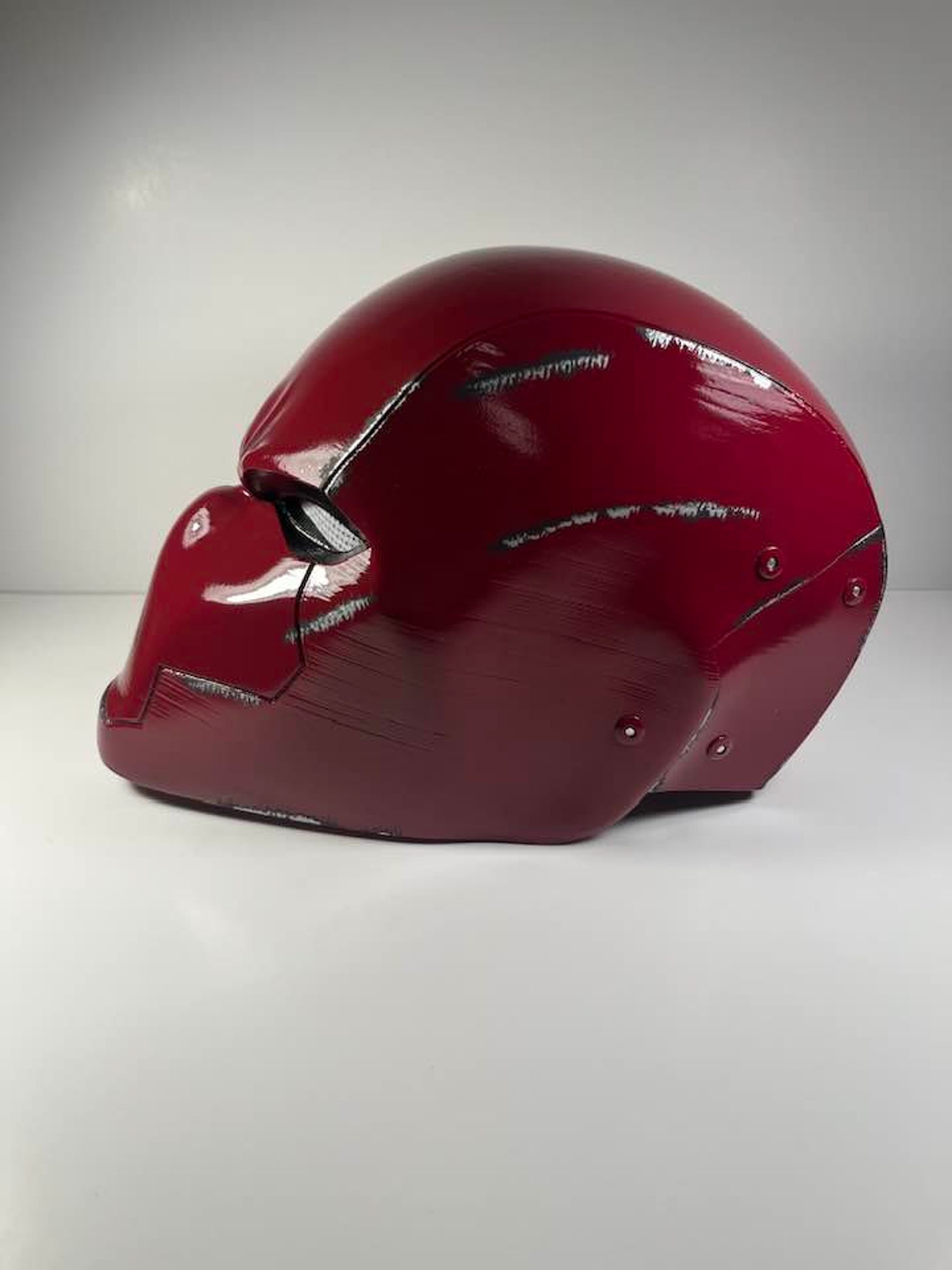 Red Hood Helmet Rebirth Version With Damage Cosplay Burgundy Costume ...