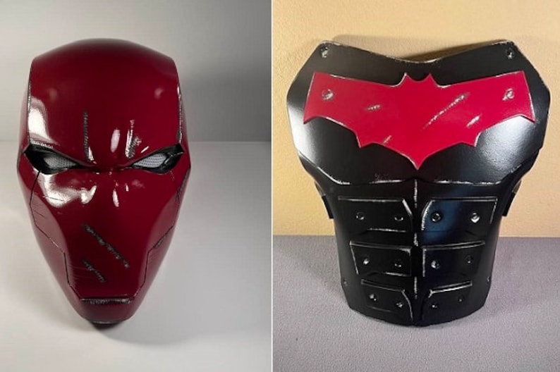 Red Hood Helmet and Matching Body Armor WITH DAMAGE Cosplay - Etsy