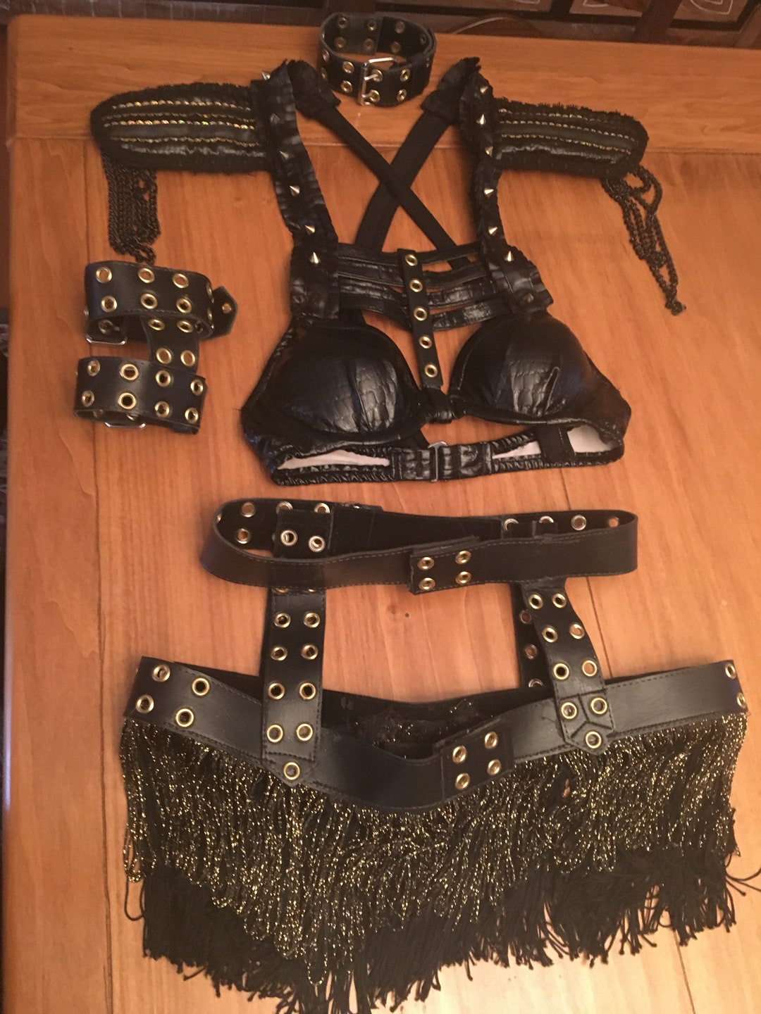 Leather and Chain Harness Set - Etsy