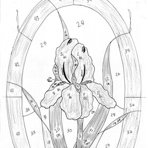 Oval Iris Stained Glass Pattern, Iris Pattern Digital Download, Iris ...