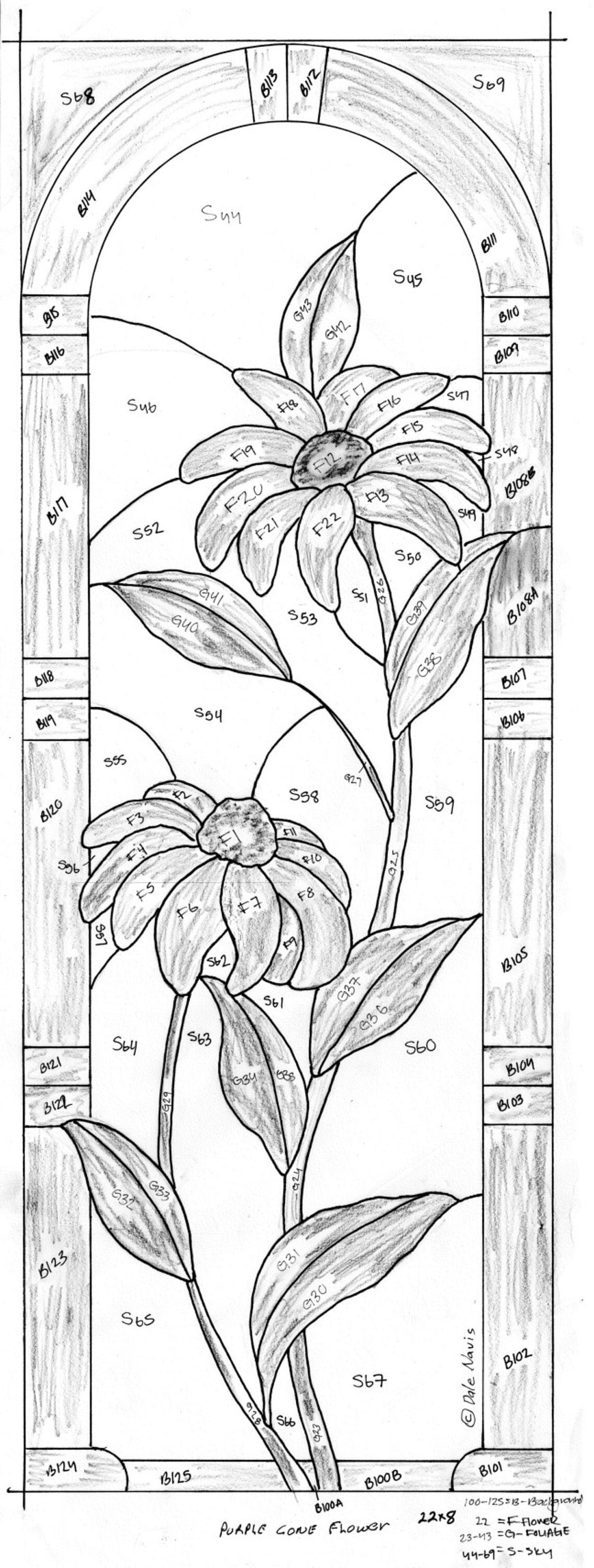 Purple Coneflower Pattern, Stained Glass Purple Coneflower Pattern ...