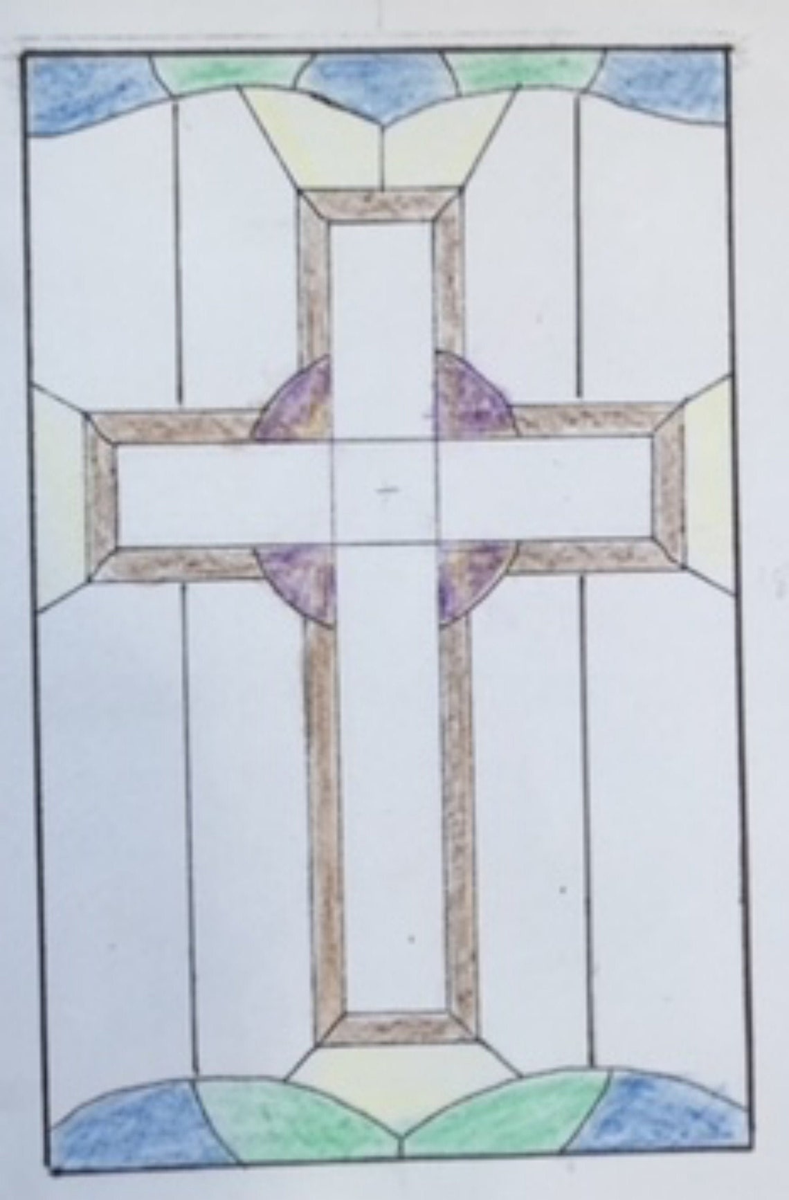 Contemporary Cross Stained Glass Pattern, Cross Pattern Digital ...