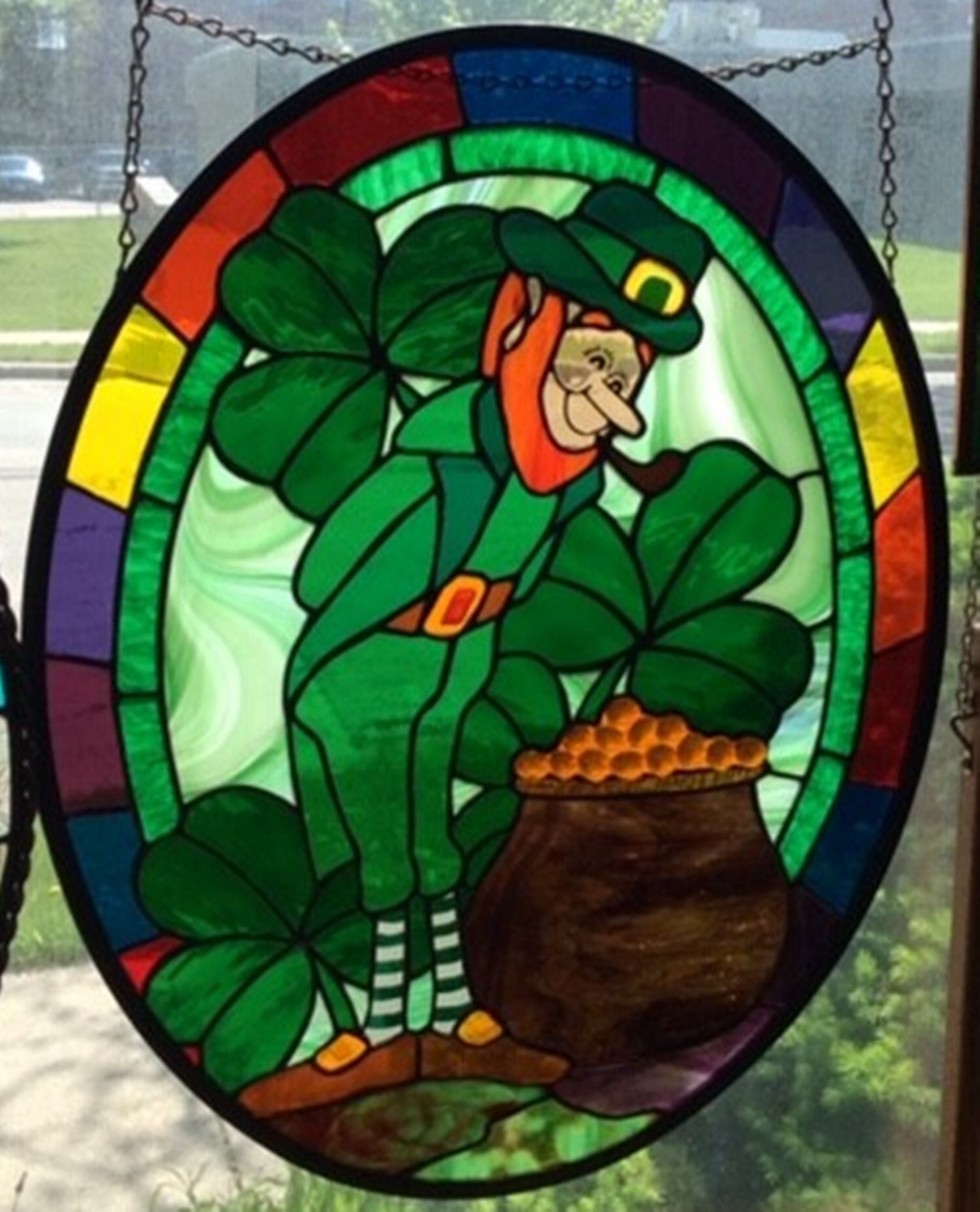 Leprechaun Stained Glass Pattern, St. Patrick's Day Stained Glass ...