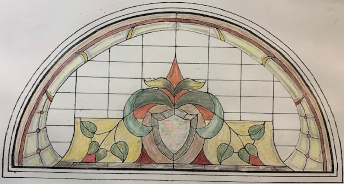 Art Nouveau Victorian Stained Glass Arch Top Pattern Digital Copy - Etsy UK