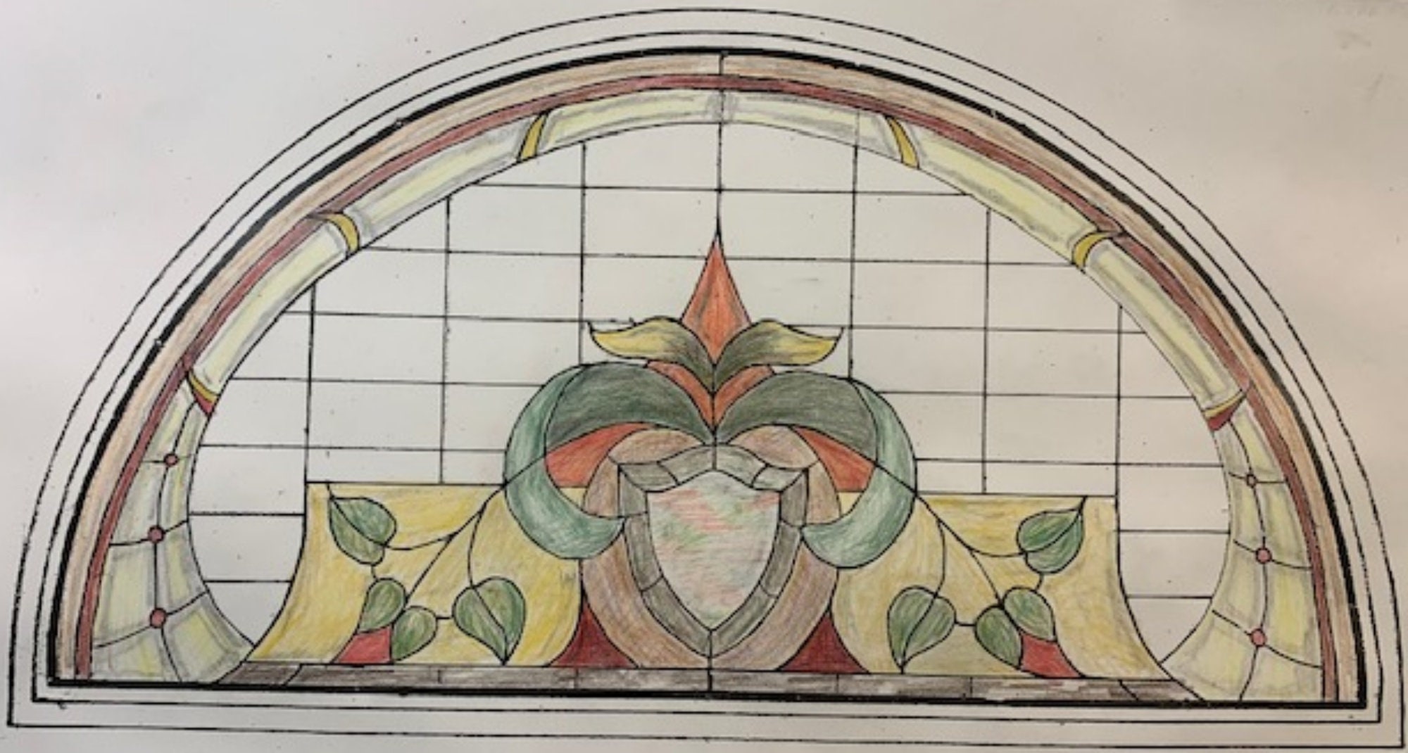 Art Nouveau Victorian Stained Glass Arch Top Pattern Digital Copy - Etsy UK