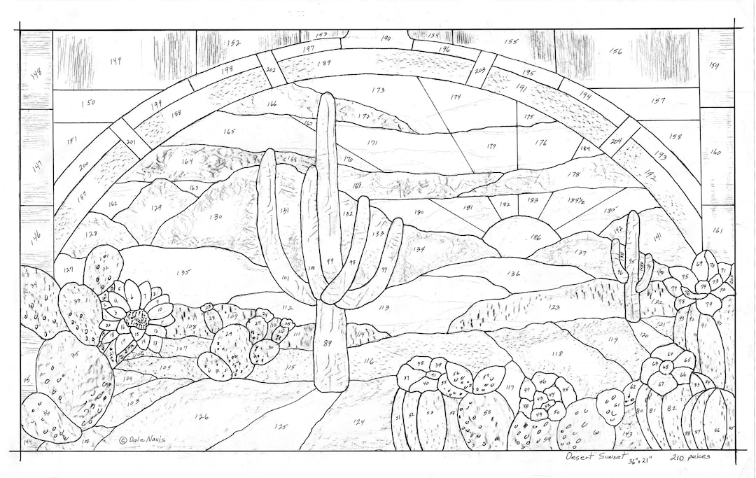 Desert Sunset Stained Glass Pattern Digital Download, South Western ...