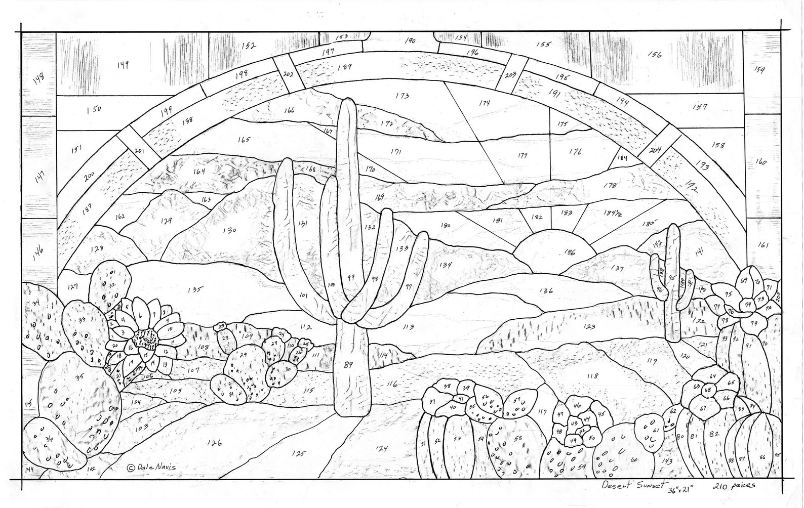 Desert Sunset Stained Glass Pattern Digital Download, South Western ...