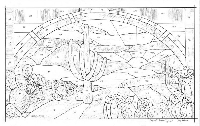 Desert Sunset Stained Glass Pattern Digital Download, South Western ...