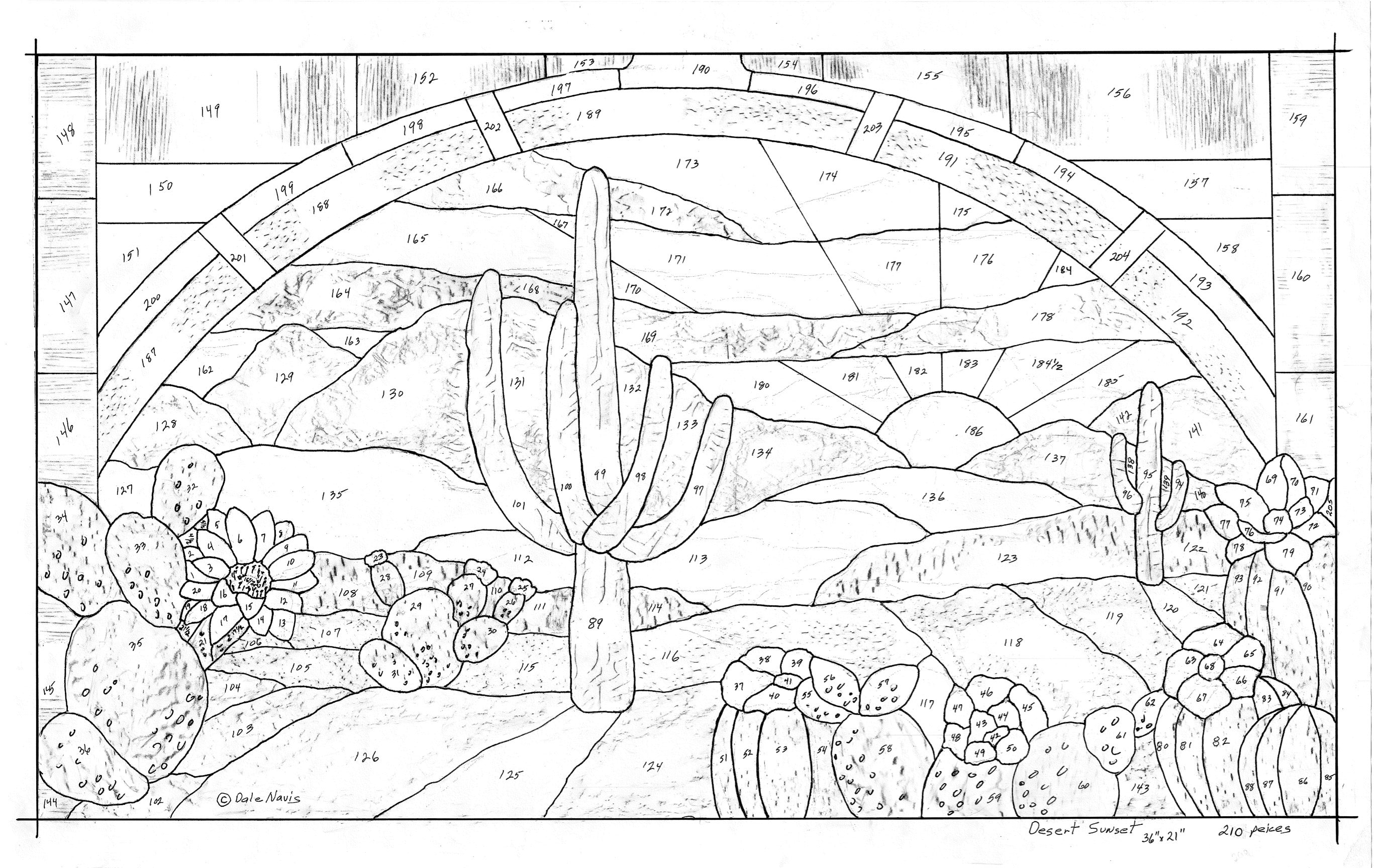 Desert Sunset Stained Glass Pattern Digital Download, South Western ...