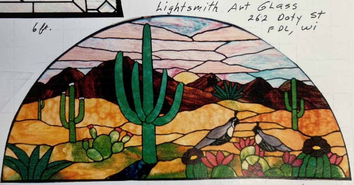 Desert Sunset Stained Glass Pattern Digital Download, South Western ...