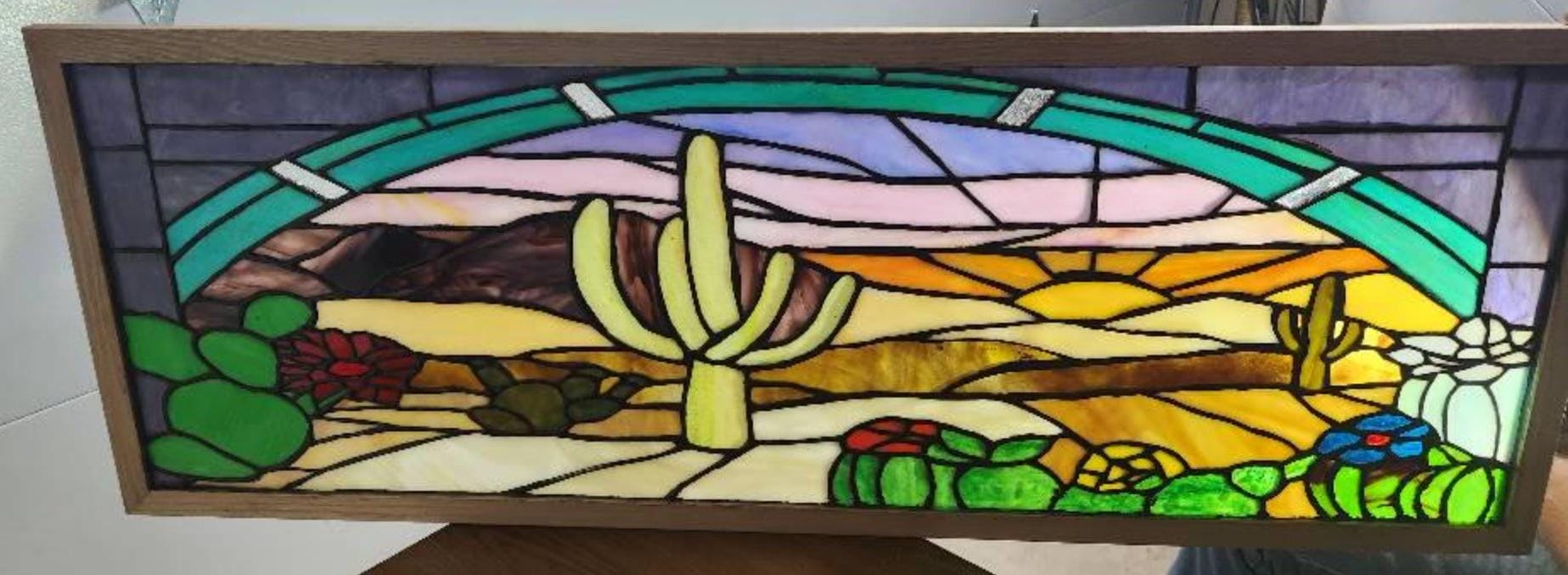 Desert Sunset Stained Glass Pattern Digital Download, South Western ...