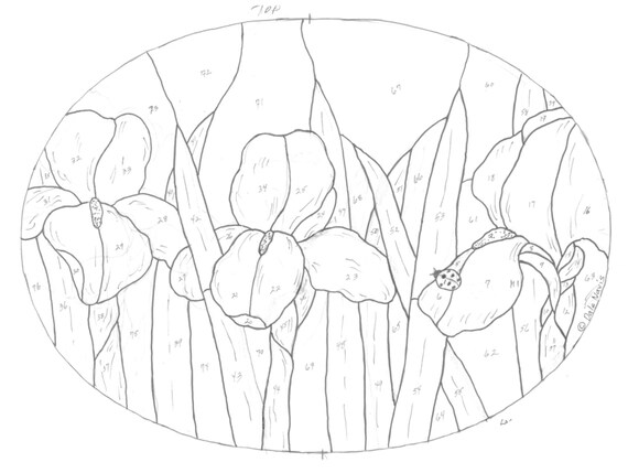 Iris Ladybug Stained Glass Pattern Digital Download Stained - Etsy