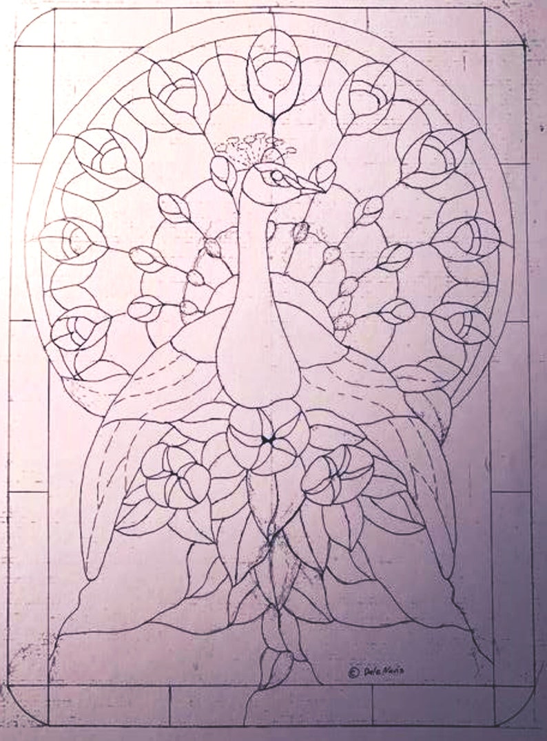 Peacock Stained Glass Pattern, Peacock Stained Glass Pattern Digital ...