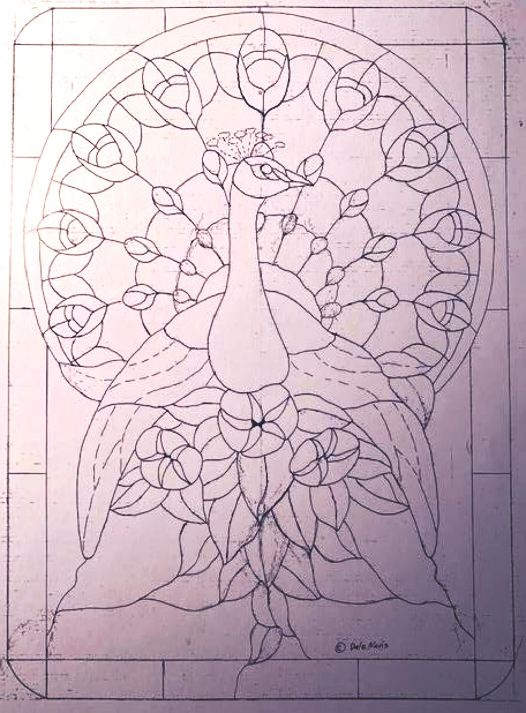 Peacock Stained Glass Pattern, Peacock Stained Glass Pattern Digital ...
