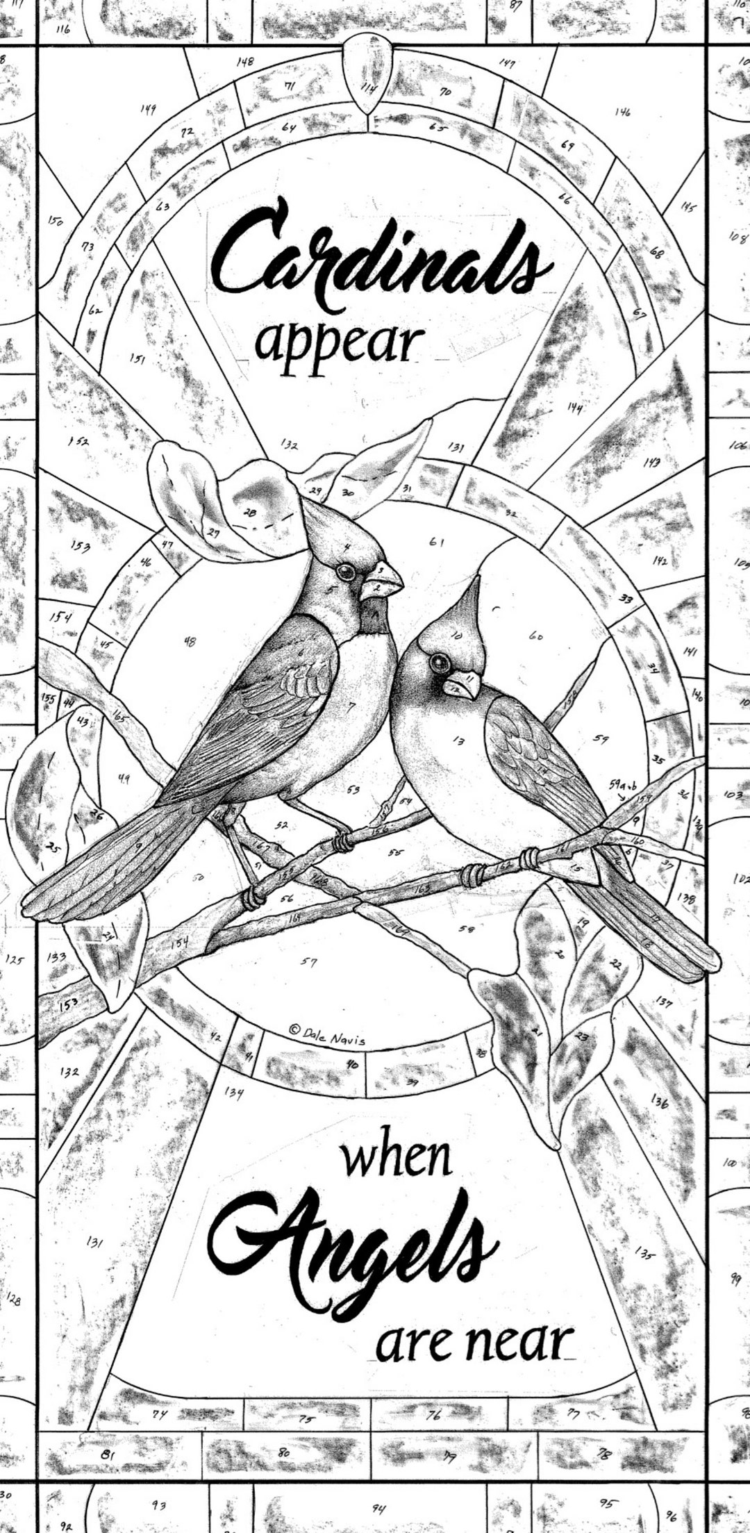 Cardinal Stained Glass Pattern, Male & Female Cardinals in a Tree ...