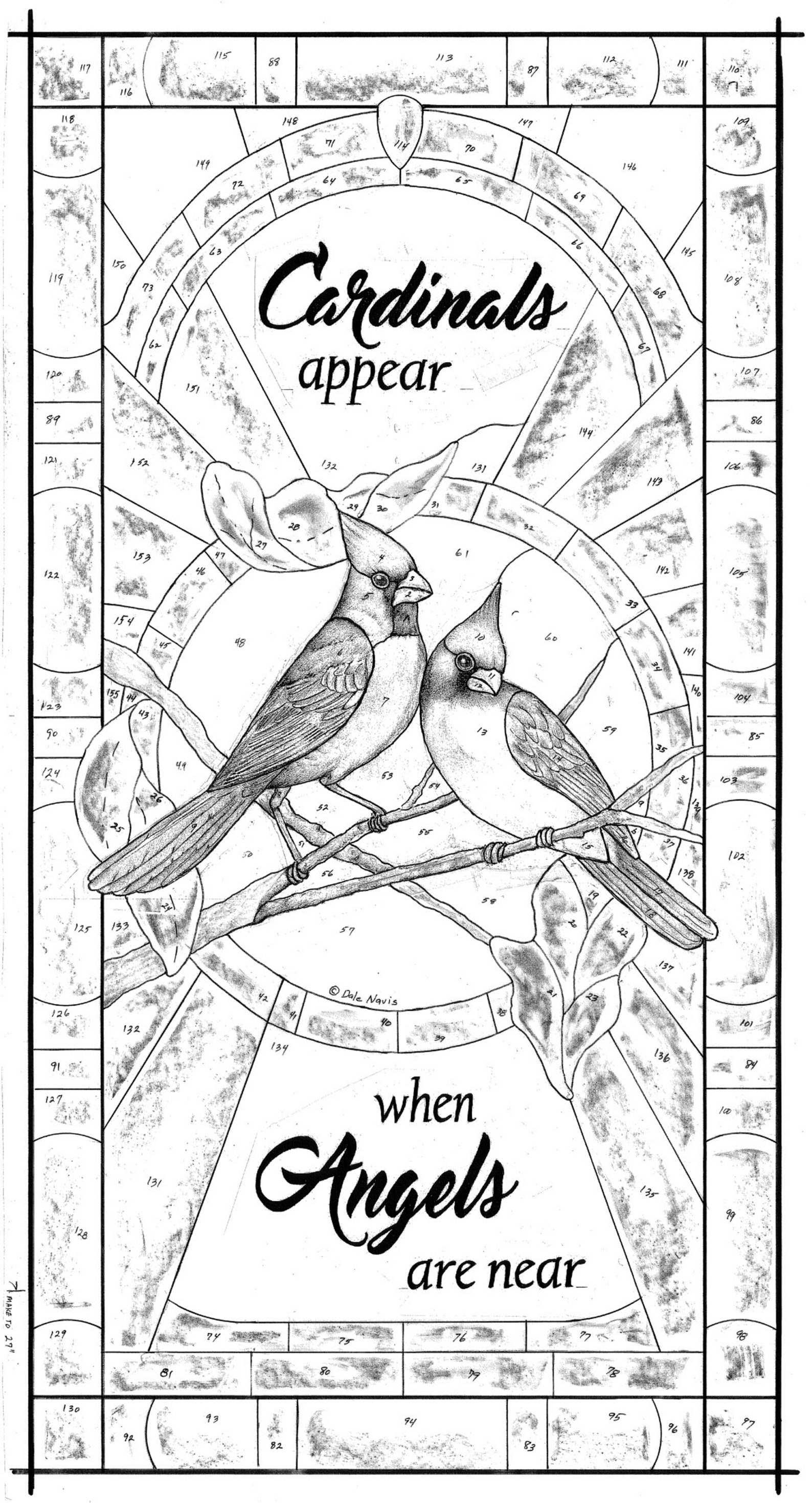 Cardinal Stained Glass Pattern, Male & Female Cardinals in a Tree ...