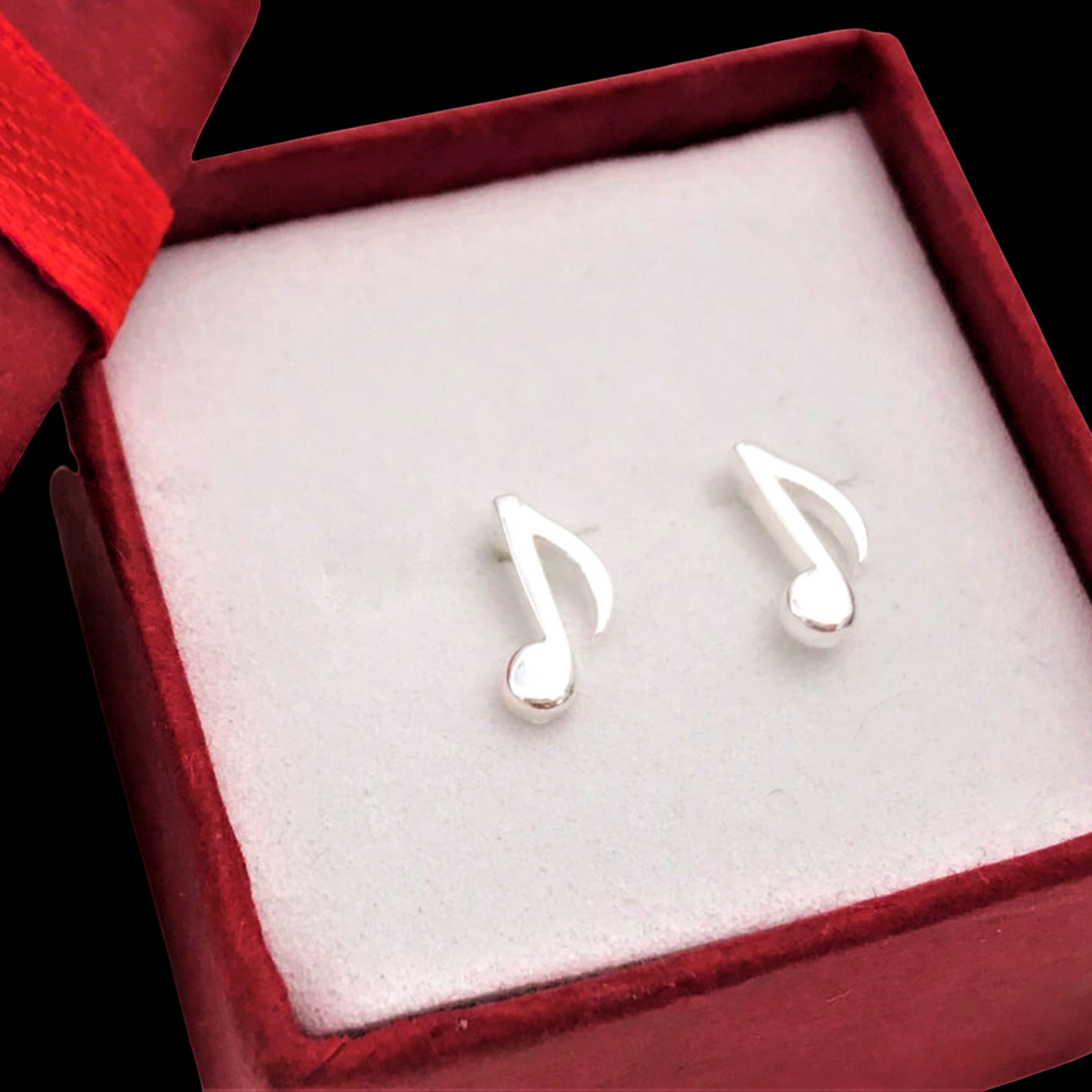 Sterling Silver Music Noteeighth Note Symbol Earringsmusic - Etsy