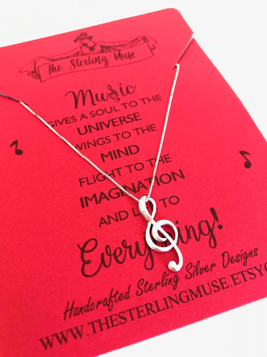 Sterling Silver Treble Clef Music Note Pendant Necklace,jewelry for ...