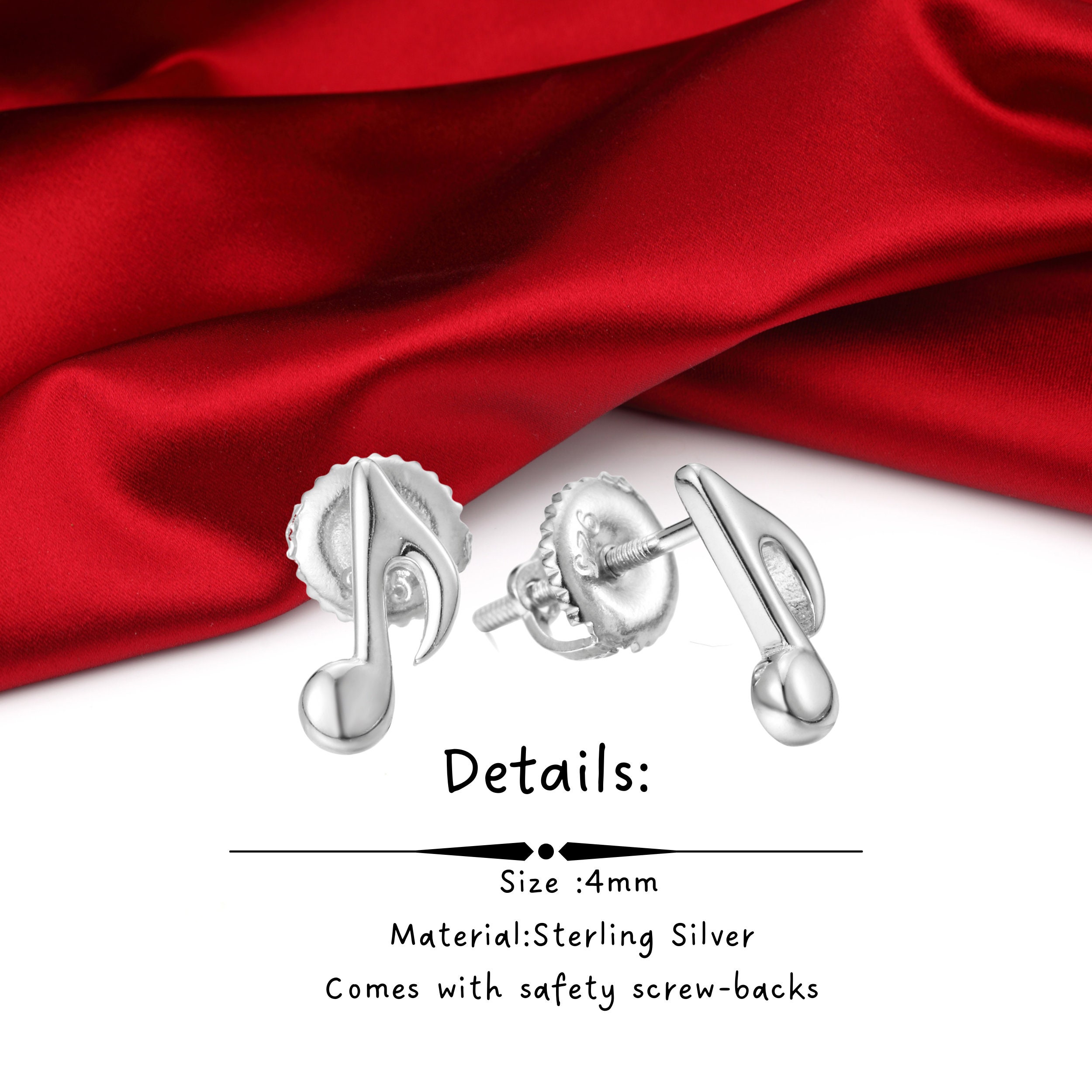 Sterling Silver Music Noteeighth Note Symbol Earringsmusic - Etsy