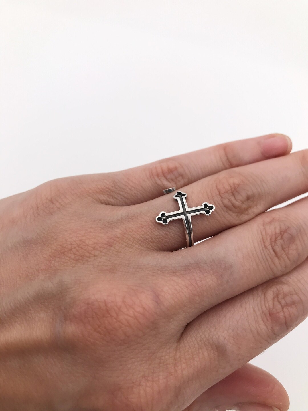 Wrap Around Gothic Cross Ringsterling Silverhammered - Etsy