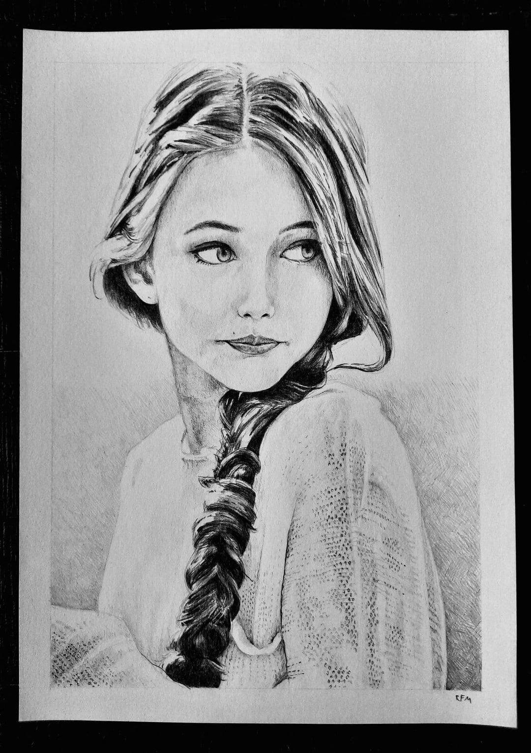 Original Pencil Portrait Drawing, Nostalgic Girl Wall Art (A3) - Etsy