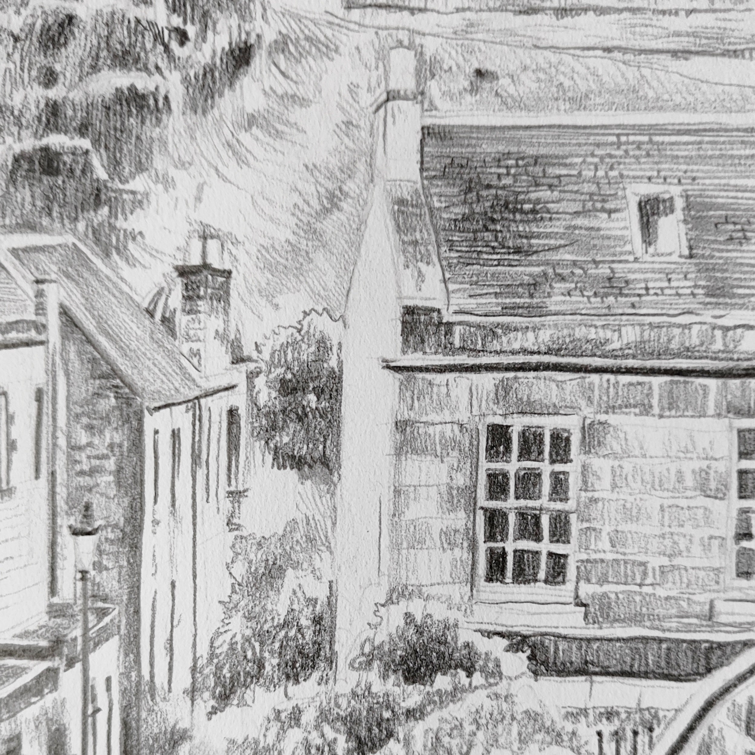 ORIGINAL PENCIL DRAWING A3. Edinburgh Street With Castle. - Etsy