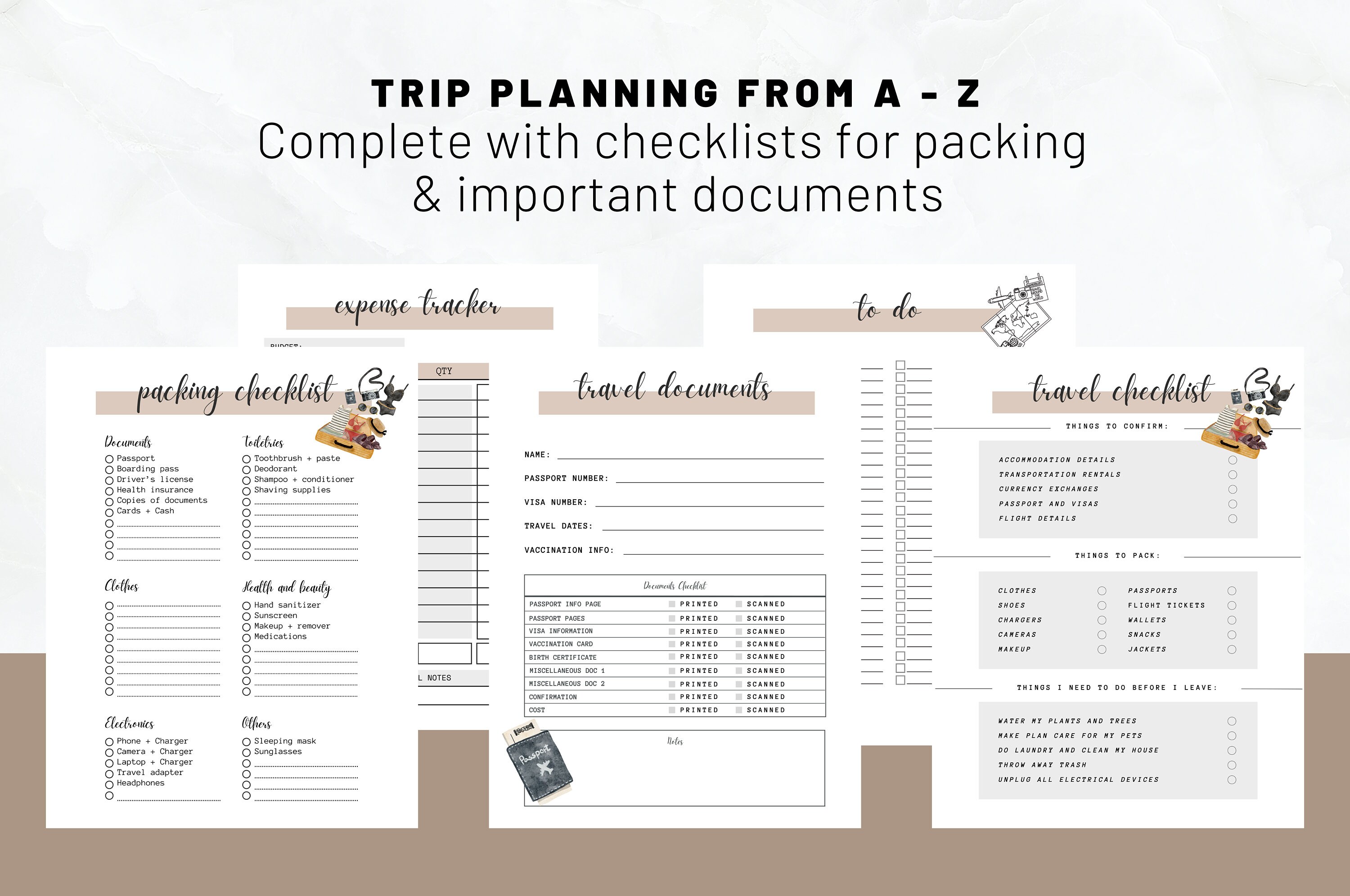 Editable Travel Planner | Trip Itinerary Planner | Canva Vacation ...