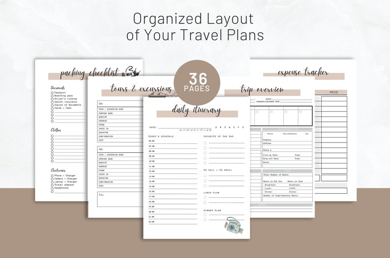 Editable Travel Planner | Trip Itinerary Planner | Canva Vacation ...