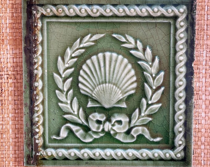 Vintage Glazed Trent Tile With Sea Shell Bow Design - Etsy