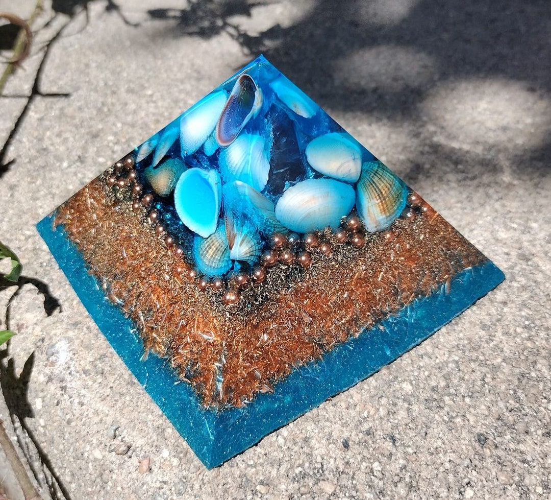 Seashell Ocean Orgone Energy Pyramid Amethyst Shungite Black Tourmaline ...