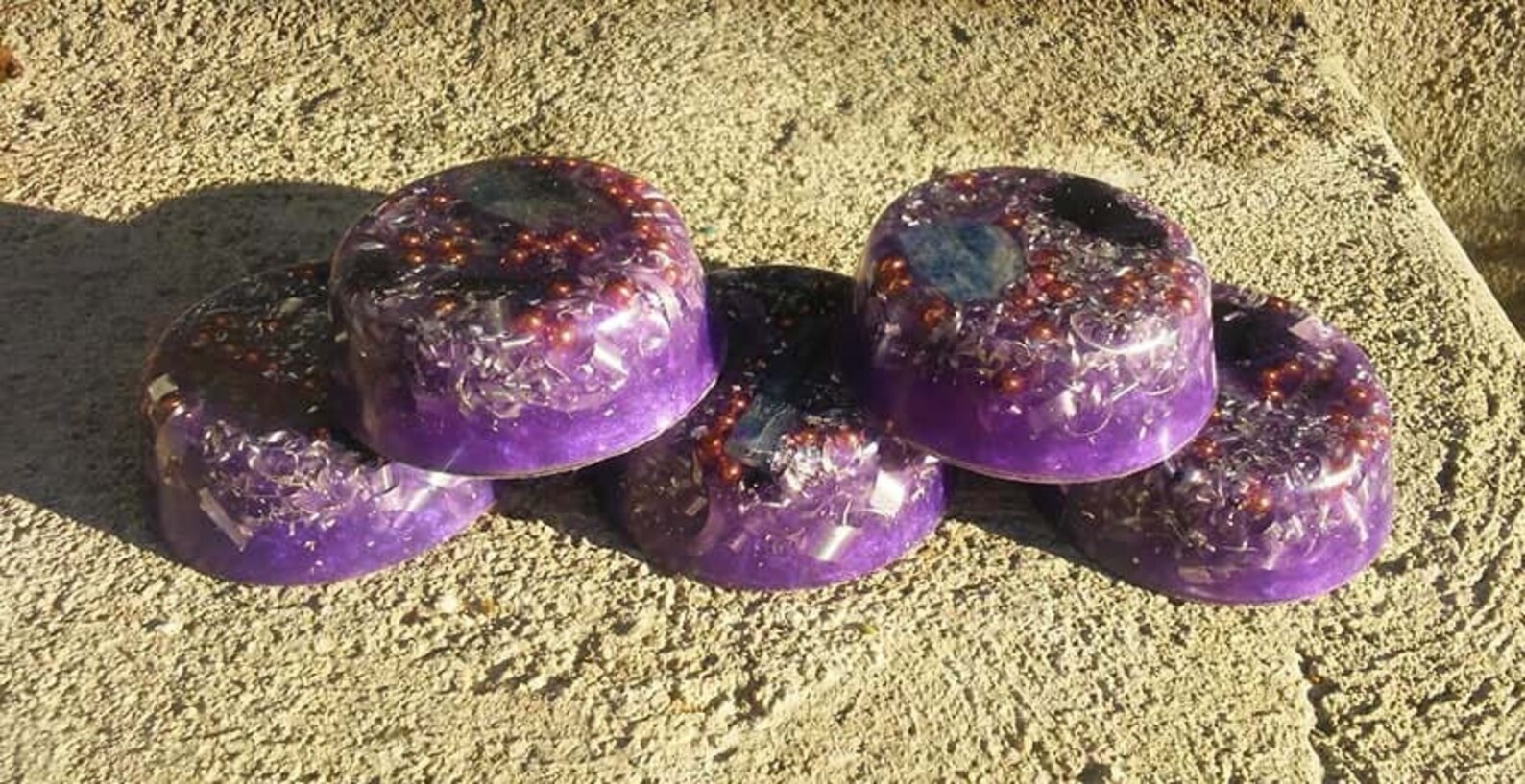 Purple Power Orgone Energy Tower Buster (set of 5) Clear Quartz Black ...