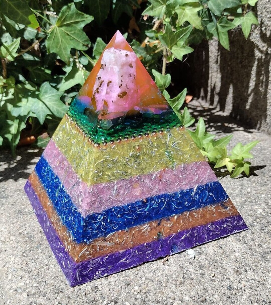 Large Orgone Energy Pyramid Rainbow Moonstone Aura Quartz Blue Kyanite ...
