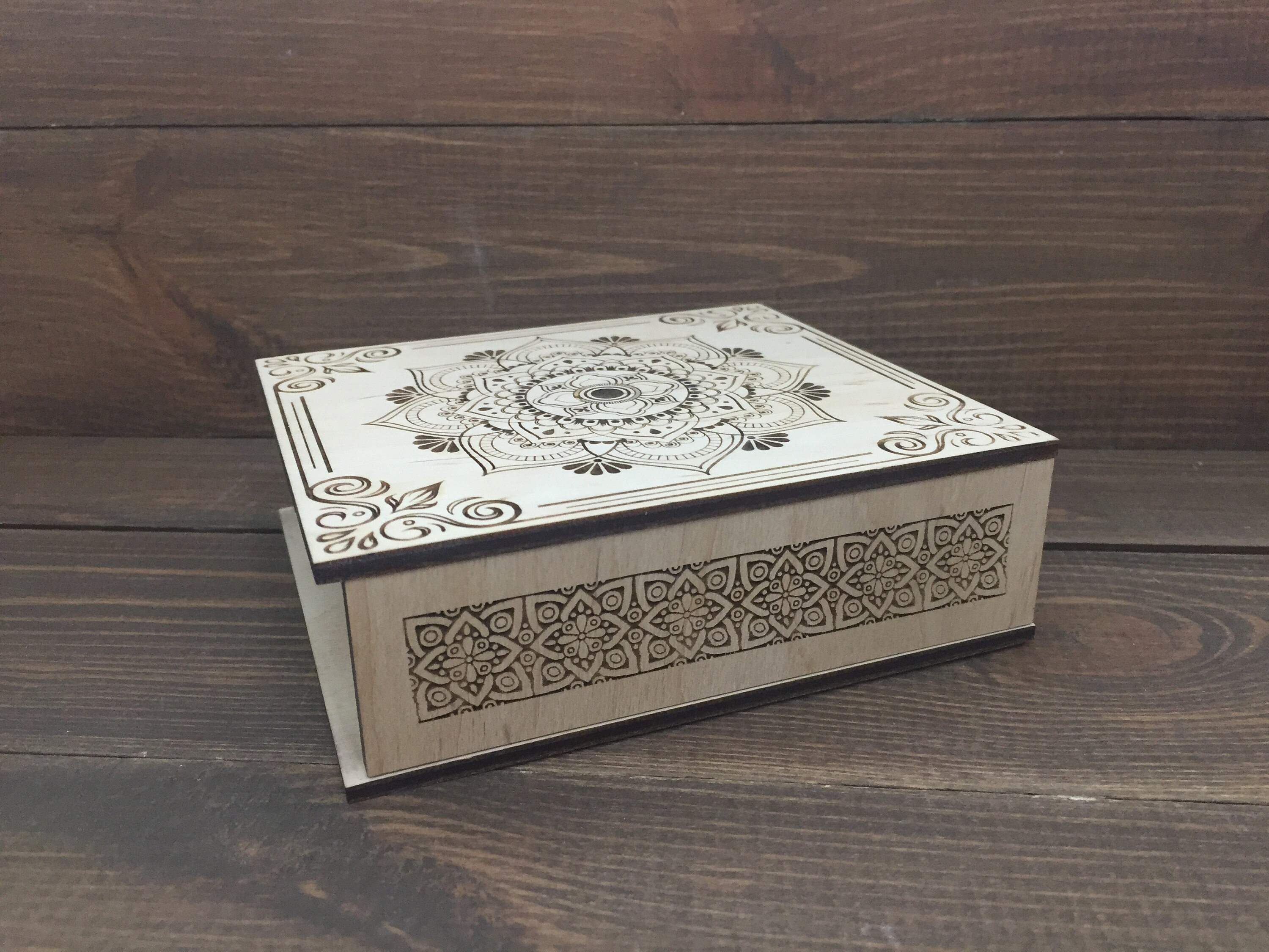 Gift Box Casket Wooden Box Natural Wood Tarot Box Engraved - Etsy