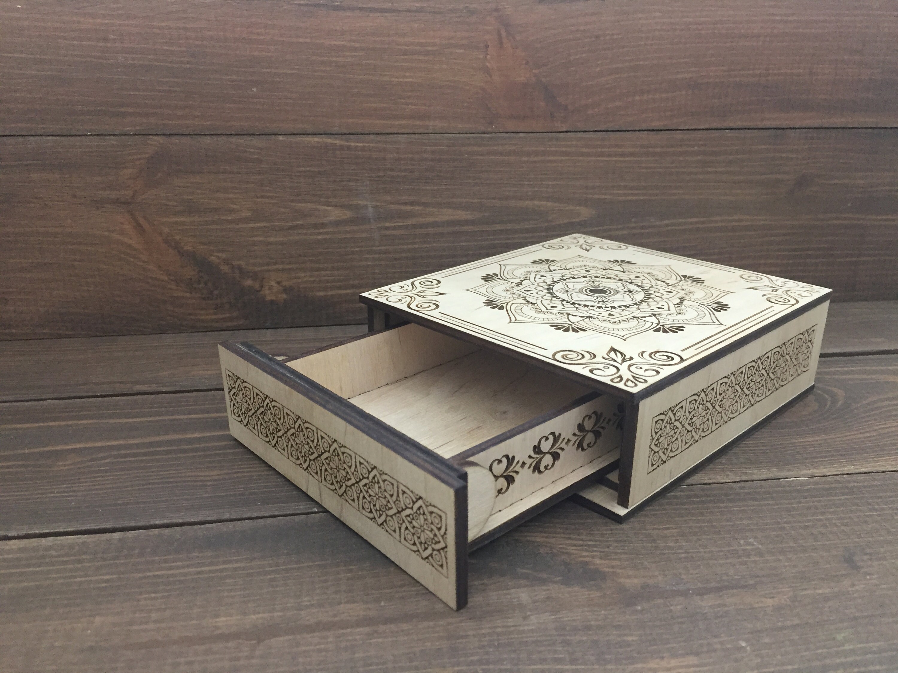 Gift Box Casket Wooden Box Natural Wood Tarot Box Engraved - Etsy