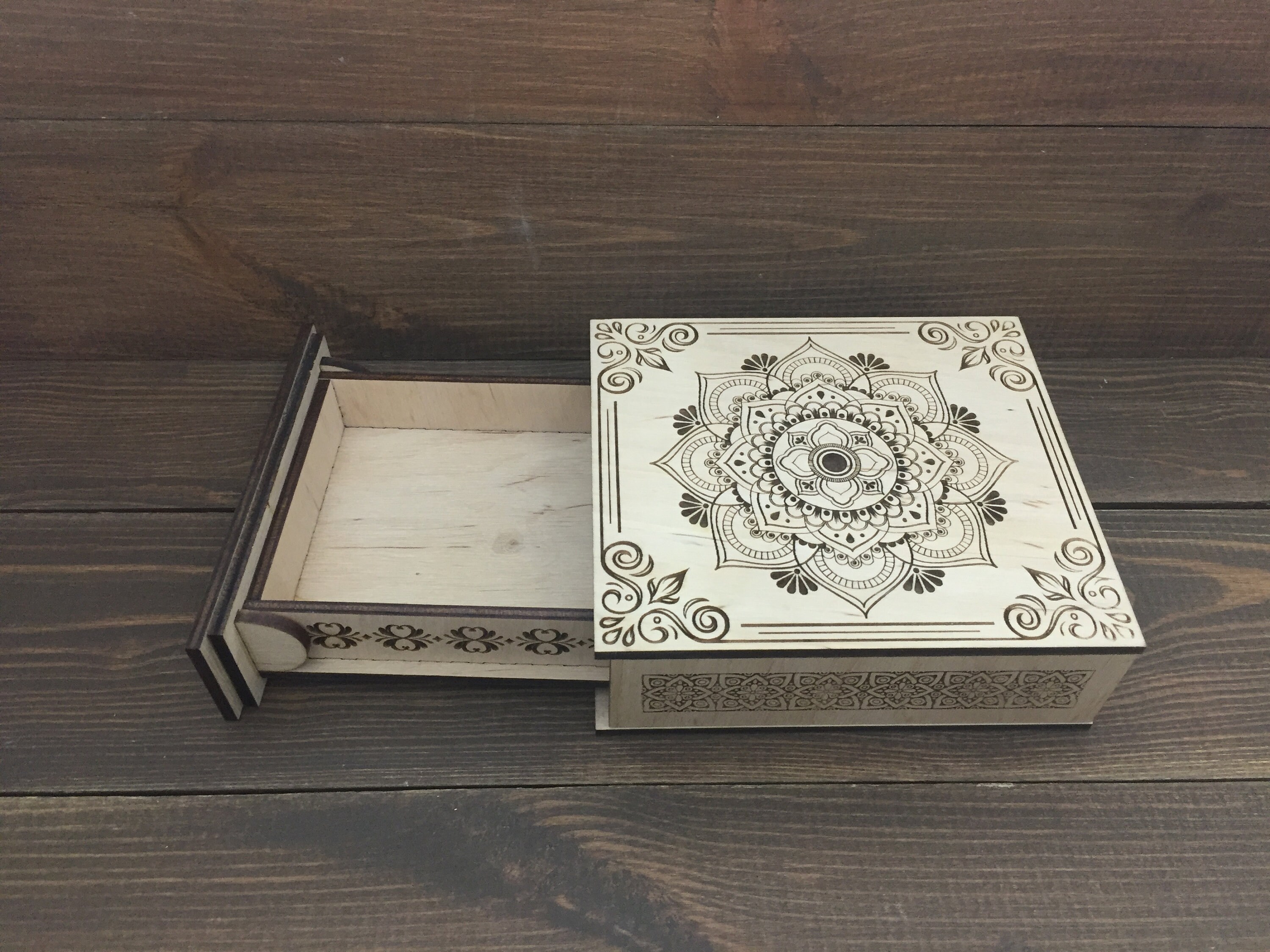 Gift Box Casket Wooden Box Natural Wood Tarot Box Engraved - Etsy