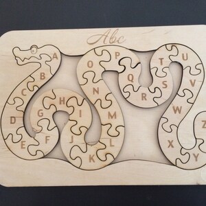 Wooden Alphabet Jigsaw Puzzle Snakeling Montessori Toys Puzzle Learning ...