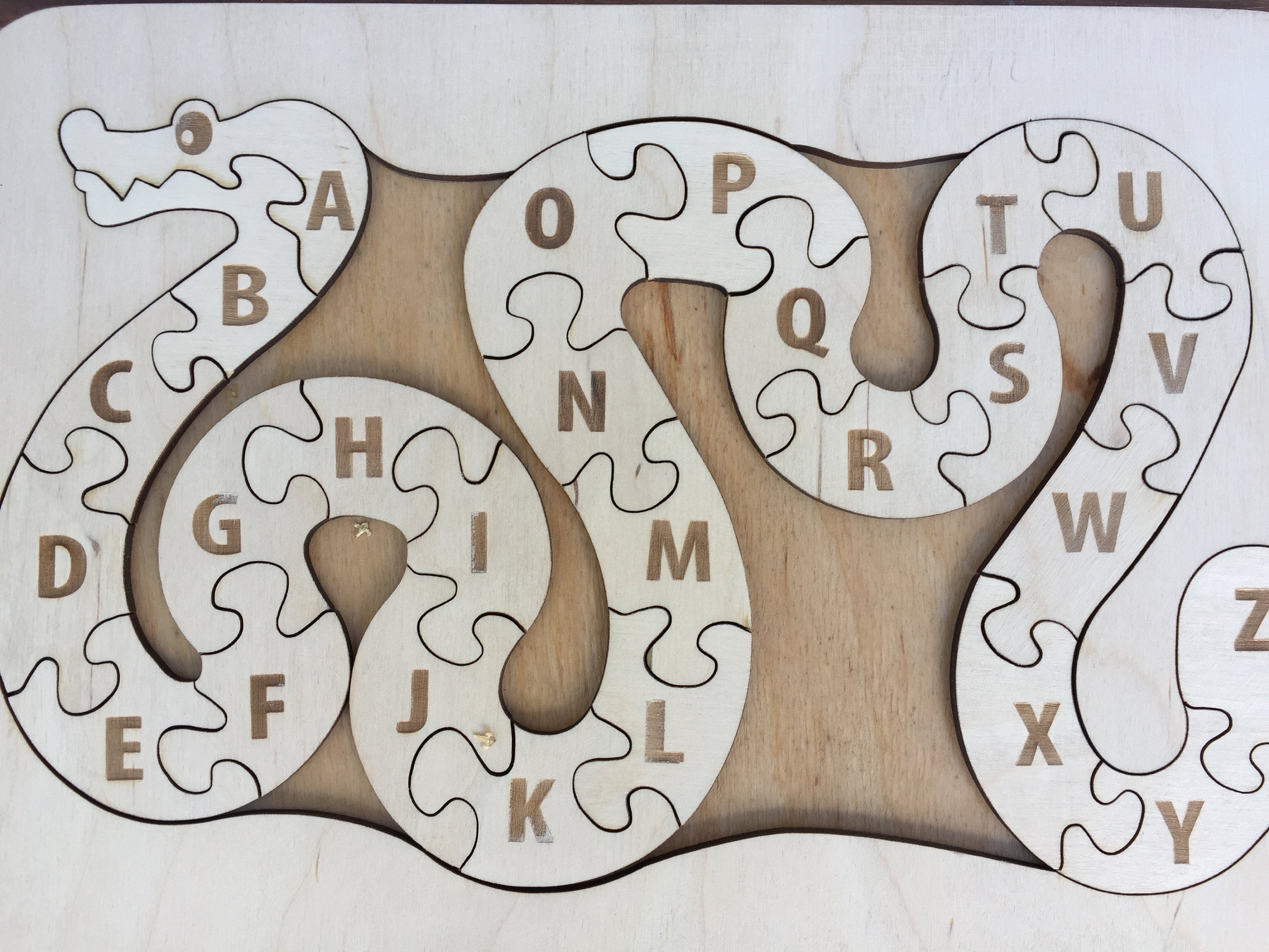 Wooden Alphabet Jigsaw Puzzle Snakeling Montessori Toys Puzzle Learning ...