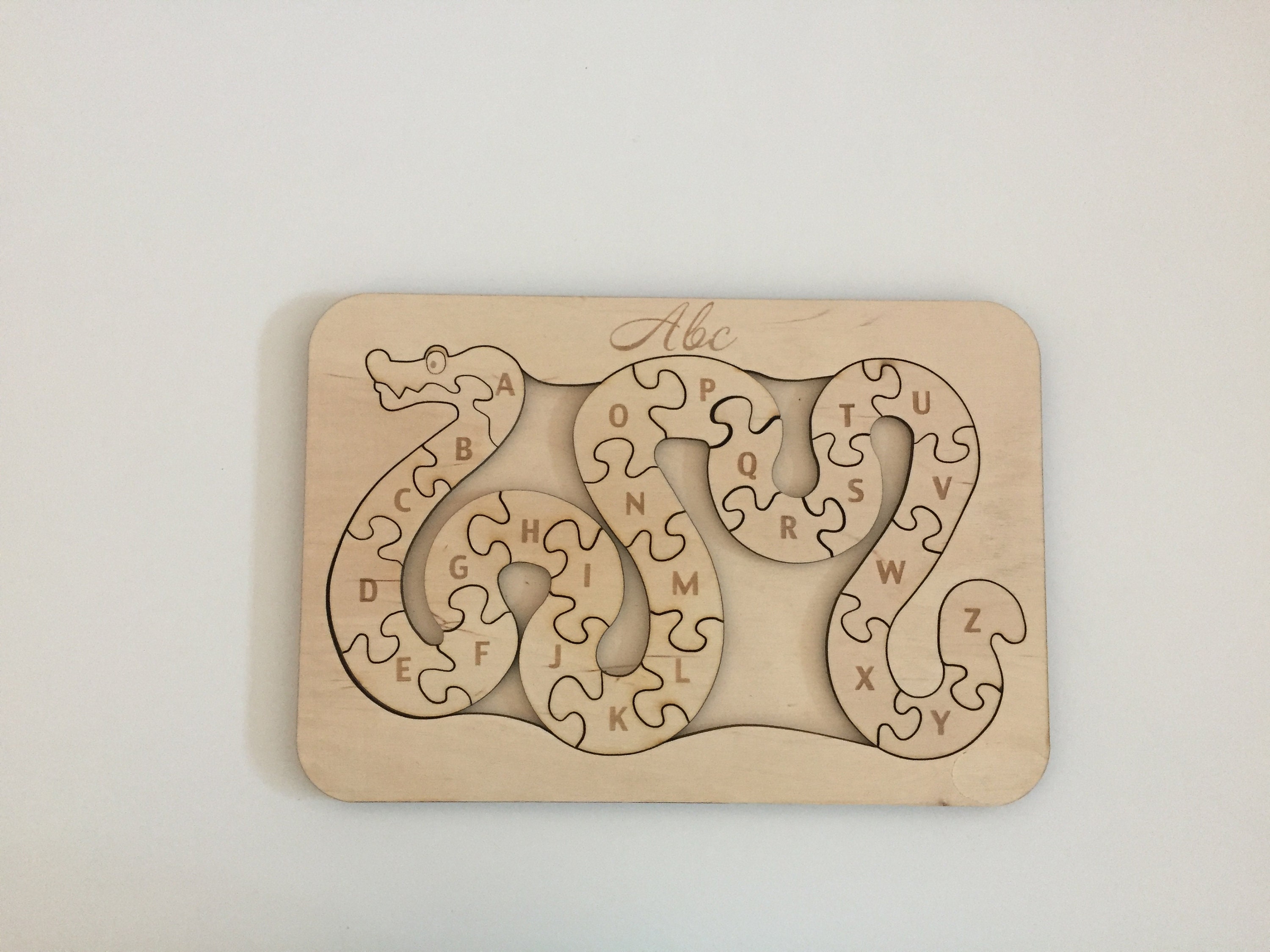 Wooden Alphabet Jigsaw Puzzle Snakeling Montessori Toys Puzzle Learning ...