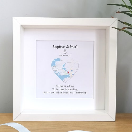 Personalised Framed Map Engagement Gift Personalized Where - Etsy