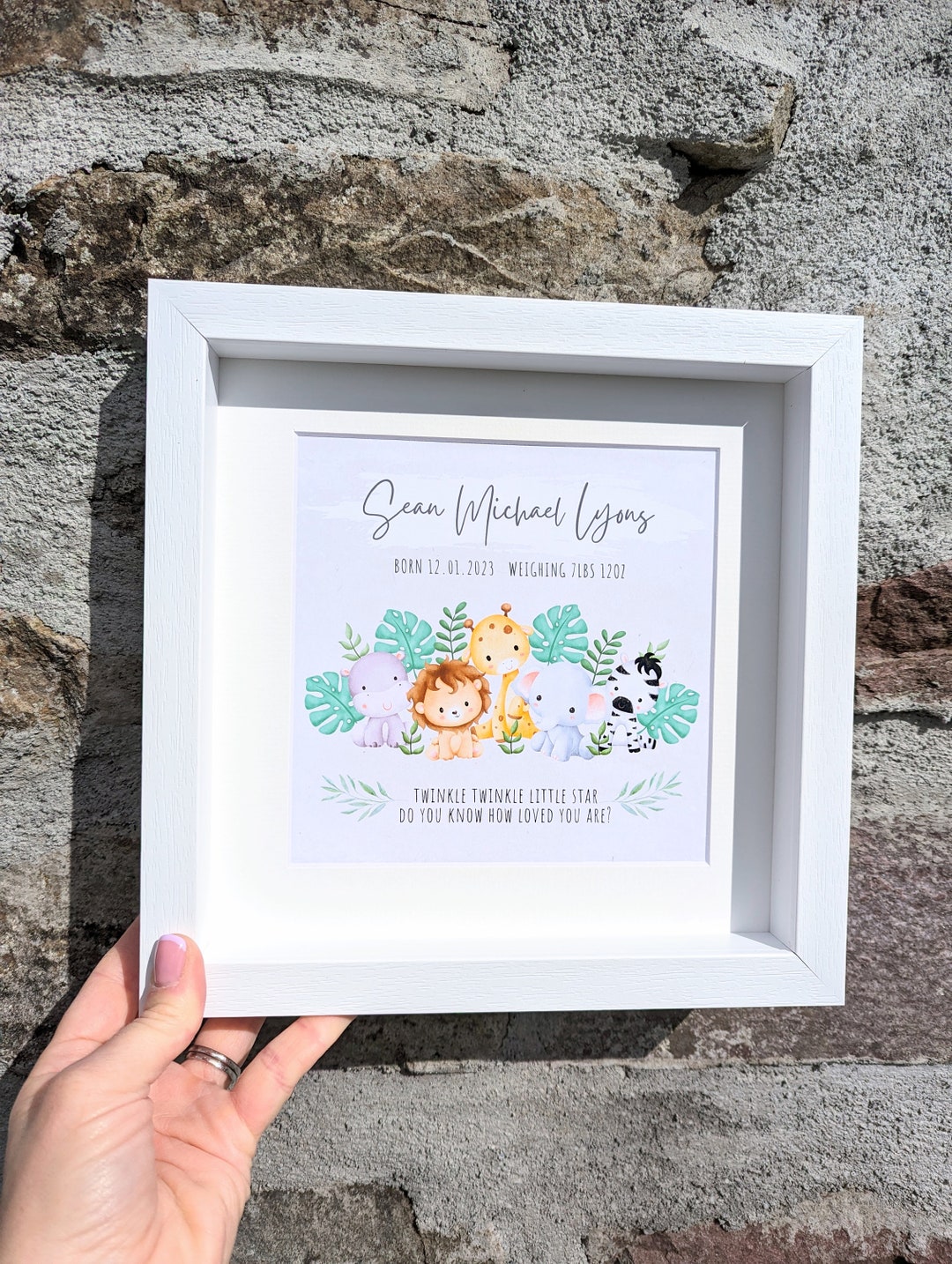 Baby Boy Name Frame Baby Boy Animal Gifts Baby Name Animal Frame Animal ...
