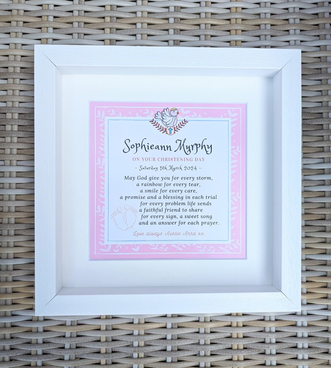 Personalised Christening Frame for a Girl Personal Christening Gift ...