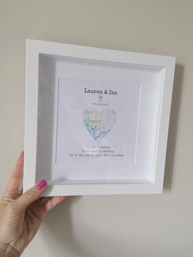 Personalised Framed Map Engagement Gift Personalized Where We Got ...