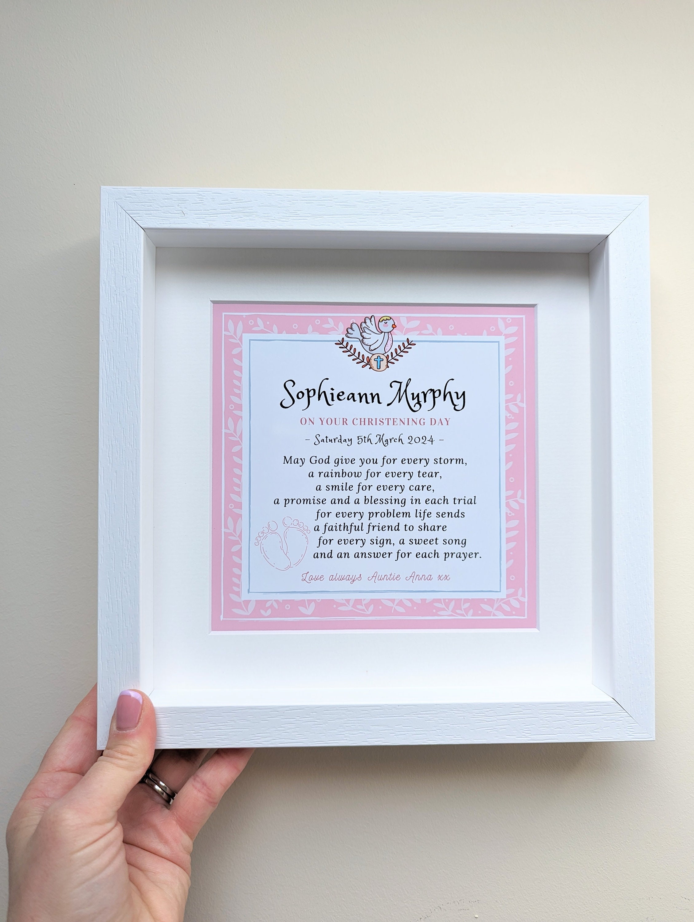Personalised Christening Frame for a Girl Personal Christening Gift ...