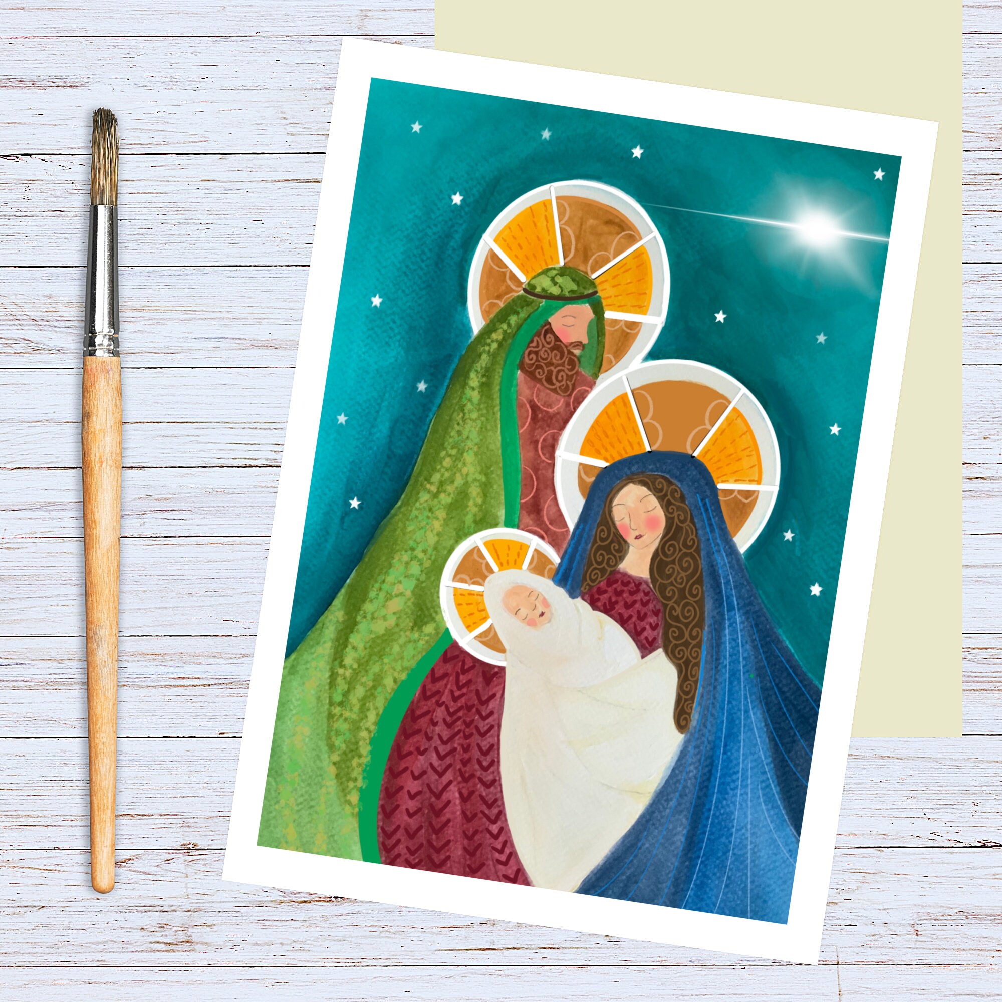 Nativity Art Print, Birth of Jesus, Christmas Art, Mary and Joseph ...