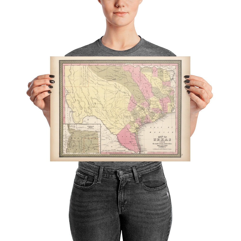 Map of Texas in the Year 1849 Historic Art Poster Print - Etsy